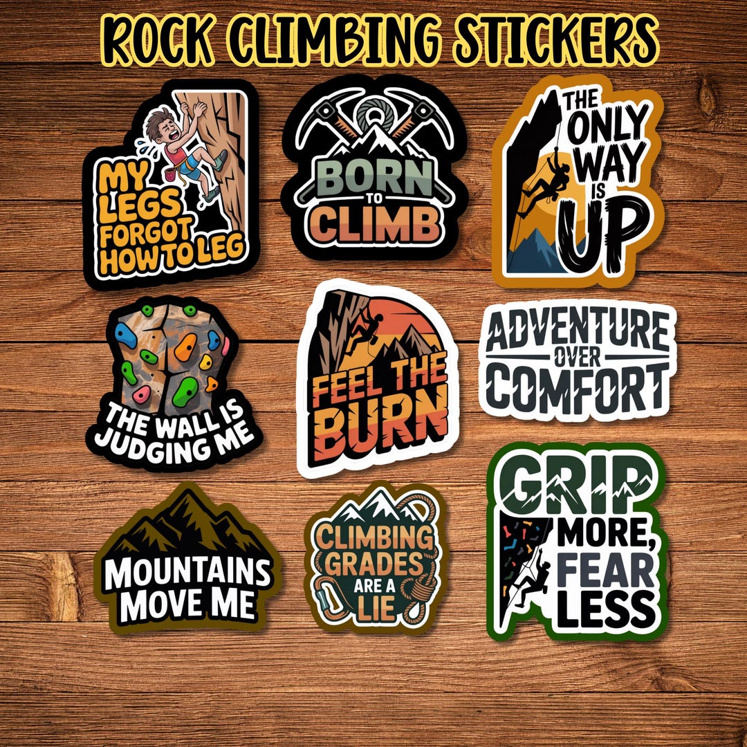 Rock Climbing Stickers Pack Waterproof Vinyl Decals Adventure ...