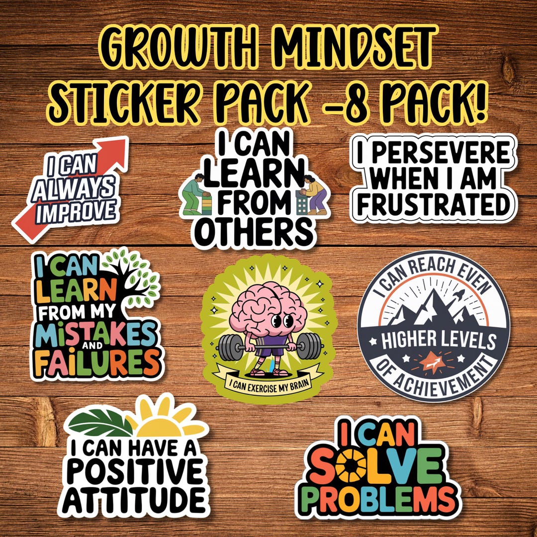 Growth Mindset Stickers for Kids and Teachers, Positive Mindset ...