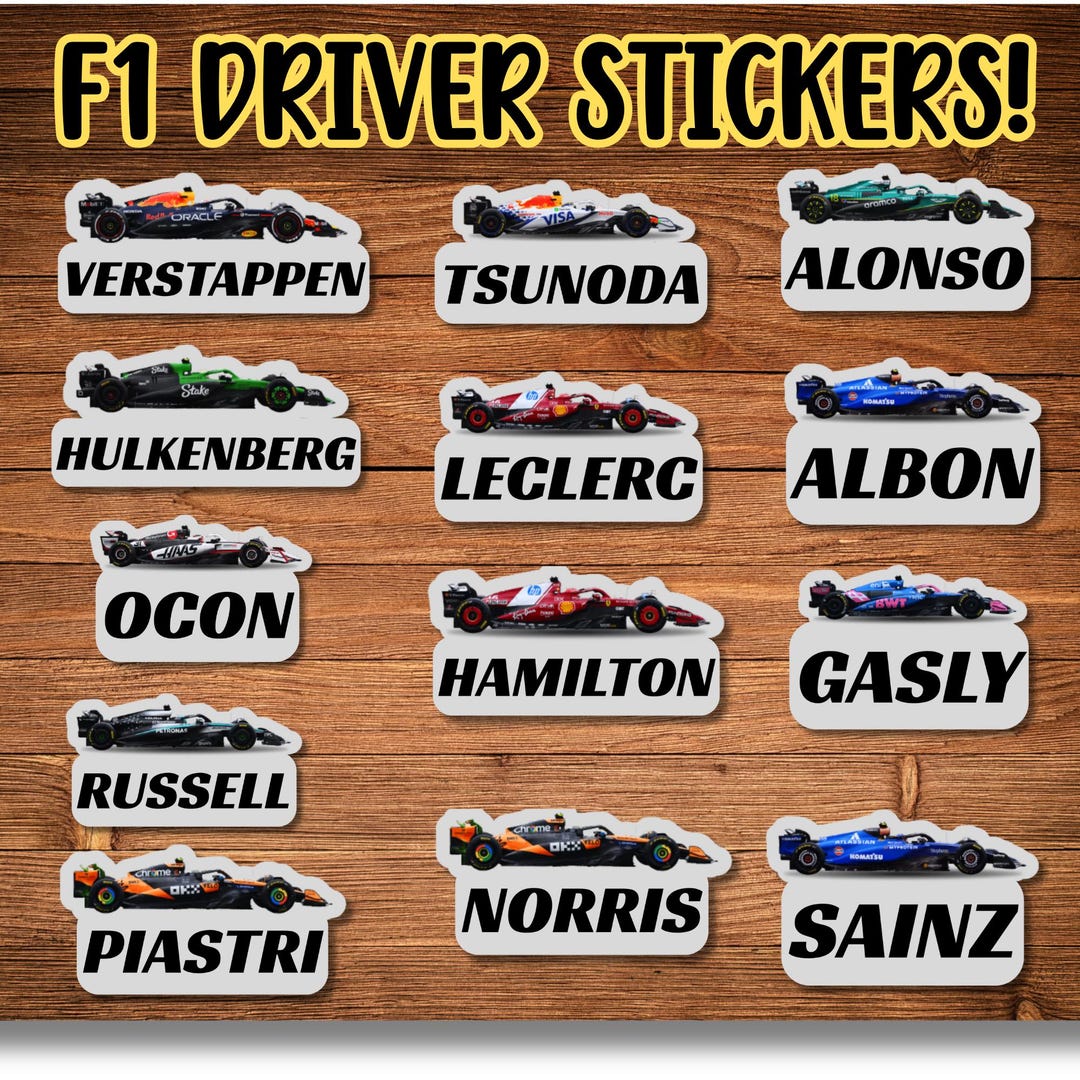 F1 Racing Driver Stickers for F1 Fans, F1 Merch, Formula 1 Stickers, F1 ...