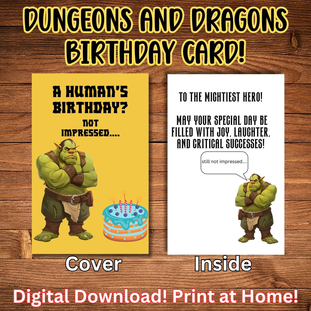 Dnd Birthday Card, Dungeons and Dragons Birthday Card, Dnd Stickers ...
