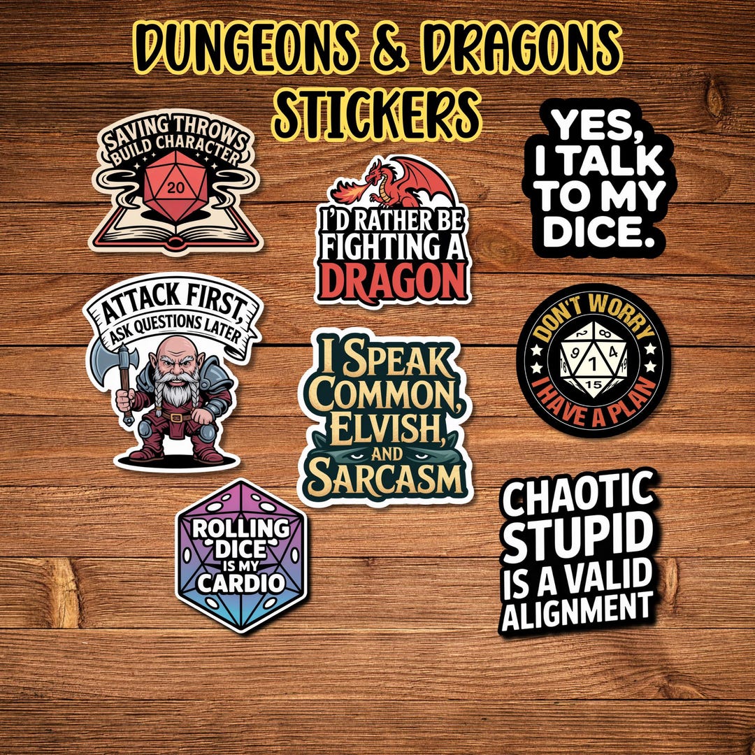 Dnd Sticker Set: Dungeons and Dragons Decals for Gamers - Etsy Australia