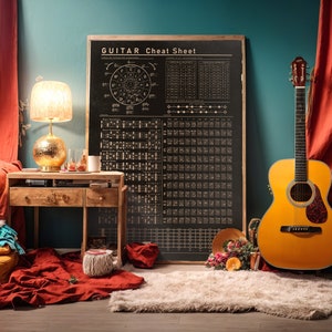 Vintage Guitar Theory Poster, Circle of Fifths Chart, Guitar Theory Print, Large Music Education ...