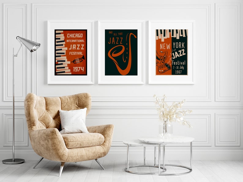 Jazz Festival Poster Bundle, Jazz Posters Set of 12, Vintage Music ...