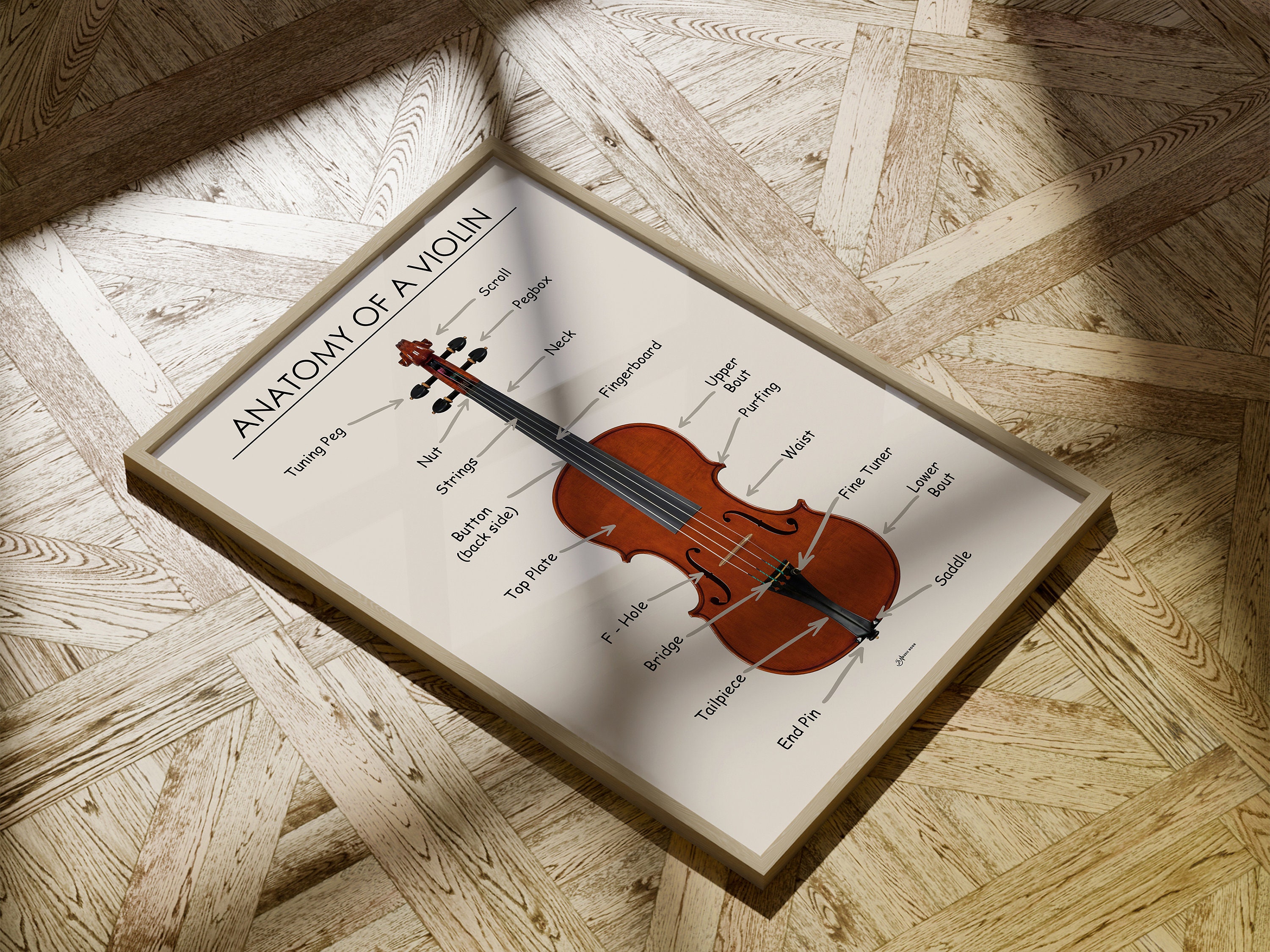 Violin Anatomy Poster, Violin Diagram Printable, Violin Parts Names ...