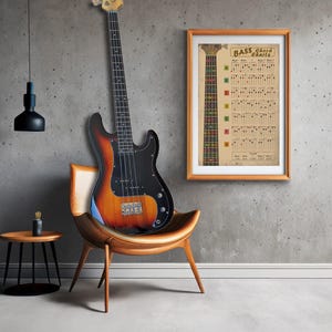 Bass Chord Charts Poster | Antique Style Bass Guitar Chords Wall Art ...