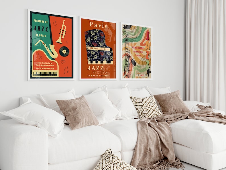 Jazz Festival Poster Bundle, Jazz Posters Set of 12, Vintage Music ...