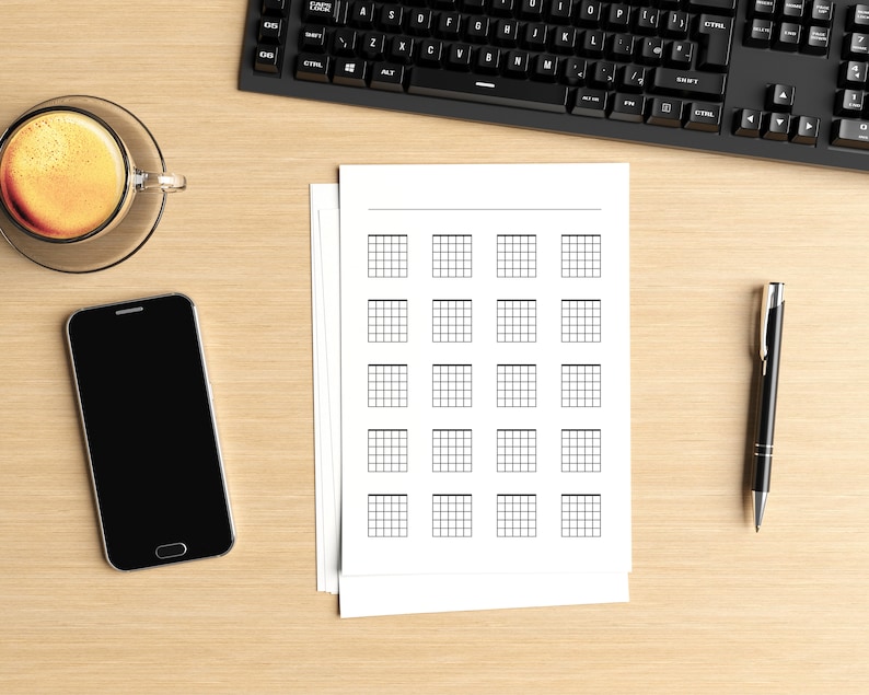Guitar Blank Chords Notebook, Blank Chords Diagrams, Large Size Prints ...