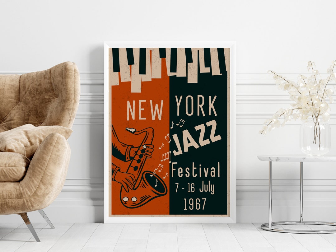 Vintage Jazz Festival Print, New York Jazz Poster, Jazz Festival zum ...