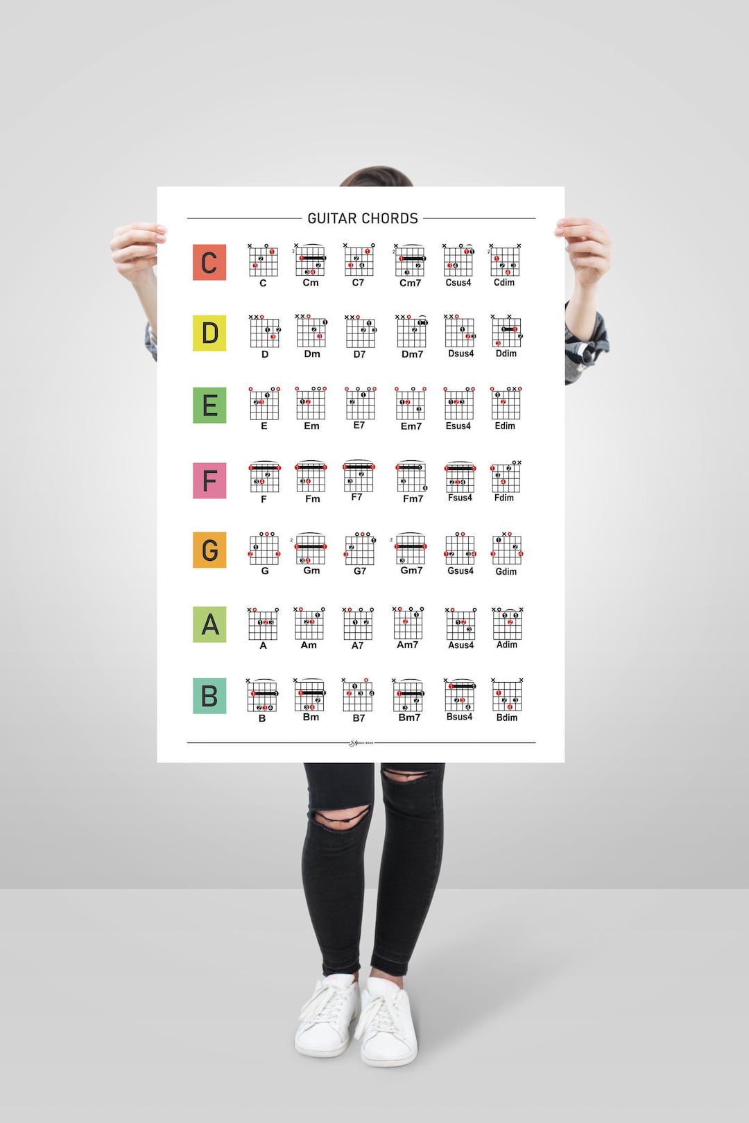 Guitar Chords Digital Download, Chords Reference Poster, Large Music ...