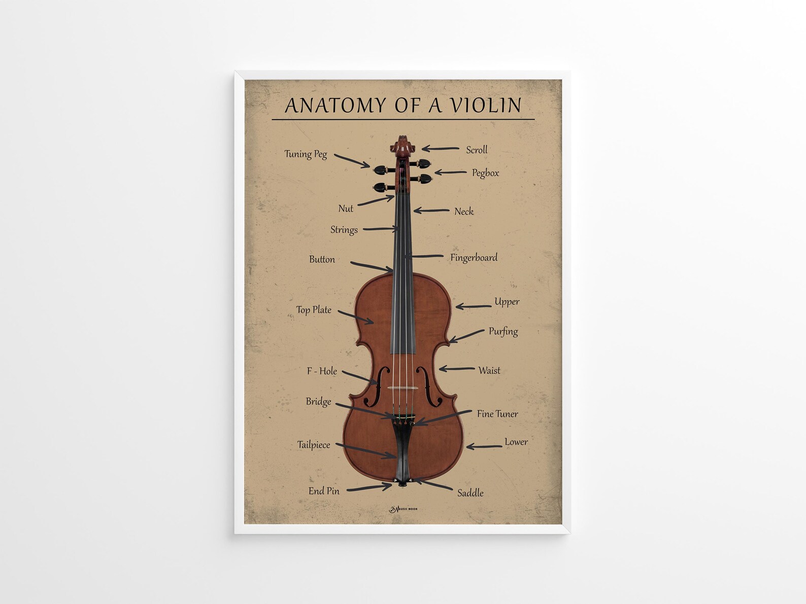 Violin Parts Chart, Vintage Violin Anatomy Poster, Printable Violin ...