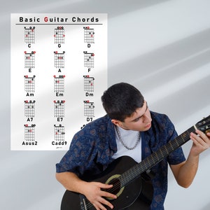 Basic Guitar Chords Poster | Beginner Guitar Reference Chart | Music ...