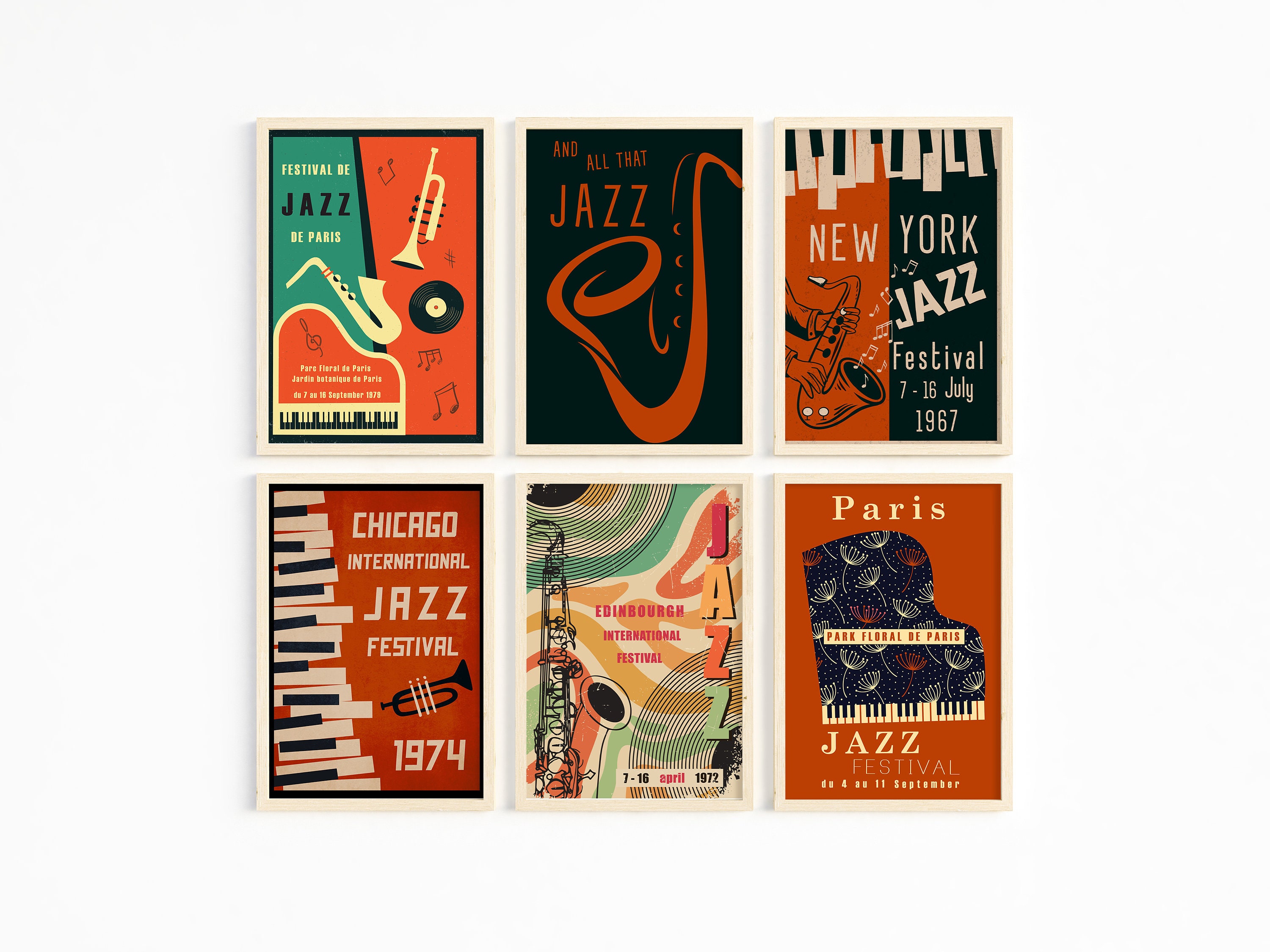 Jazz Festival Poster Bundle, Jazz Posters Set of 12, Vintage Music ...