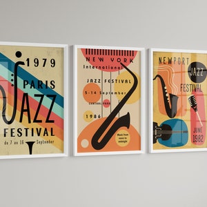 Jazz Festival Poster Bundle, Jazz Posters Set of 12, Vintage Music ...