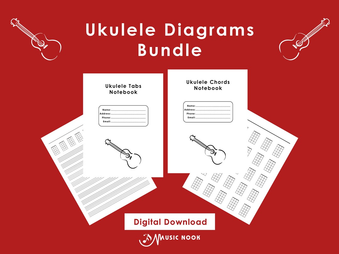 Ukulele Chord Diagrams, Blank Chords and Tabs Diagrams Notebooks, Large ...