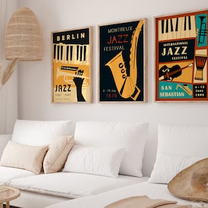 Jazz Festival Poster Bundle, Jazz Posters Set of 12, Vintage Music ...
