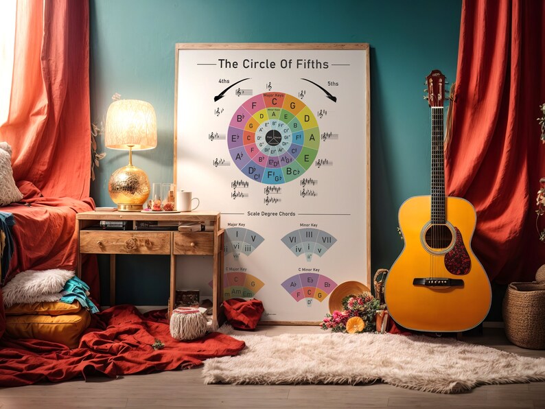 Circle of Fifths Chart, Music Theory Print, Large Music Education ...