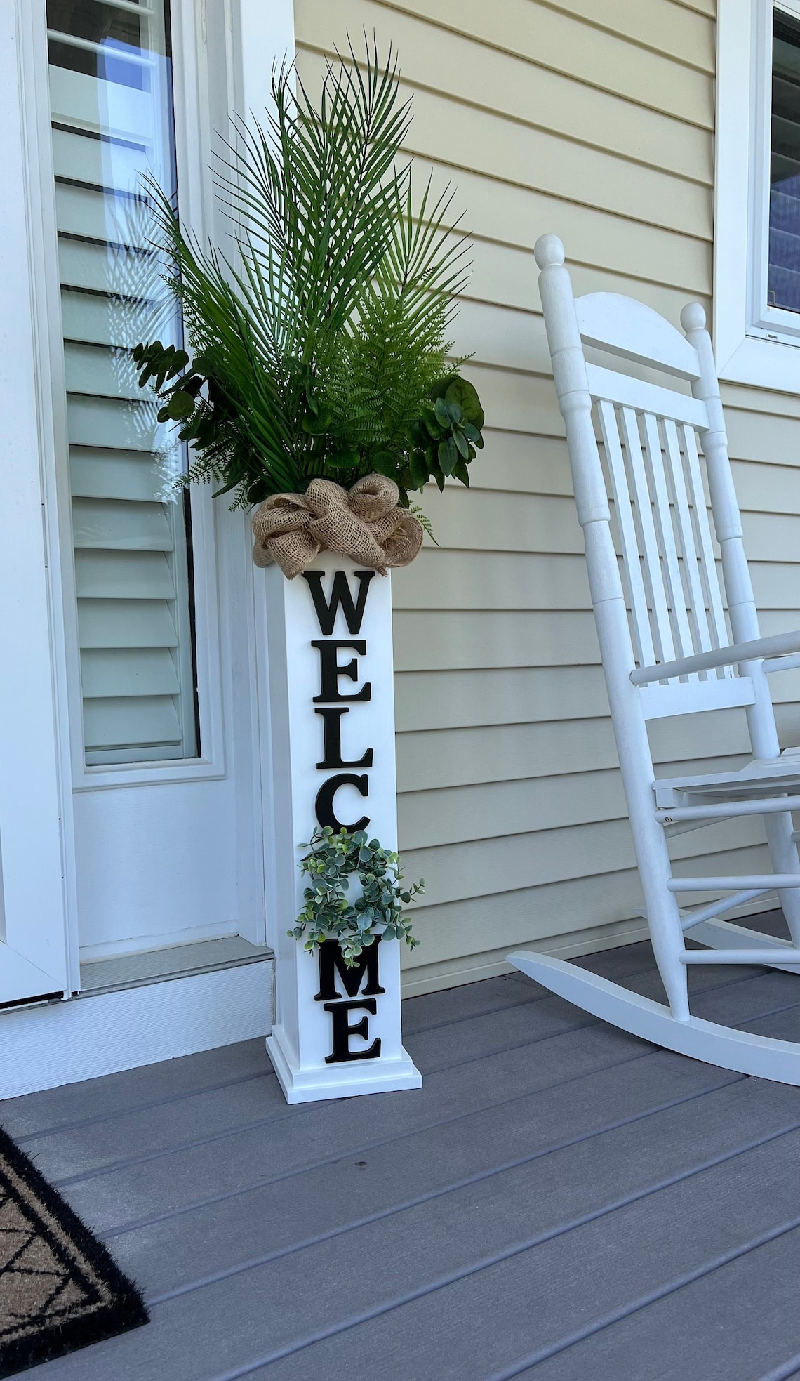 Welcome Wood Porch Box or Interior Vase - Etsy