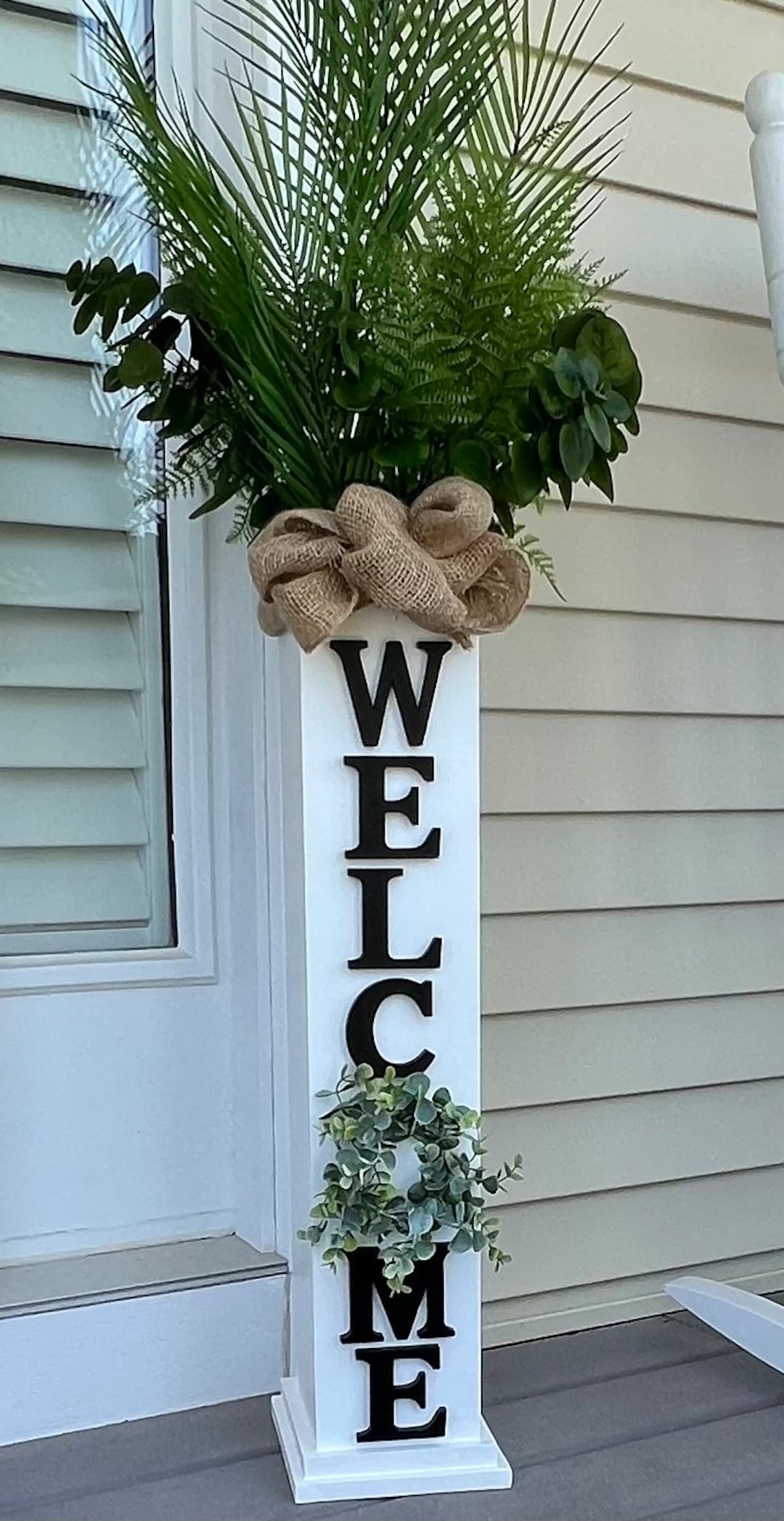 Welcome Wood Porch Box or Interior Vase - Etsy