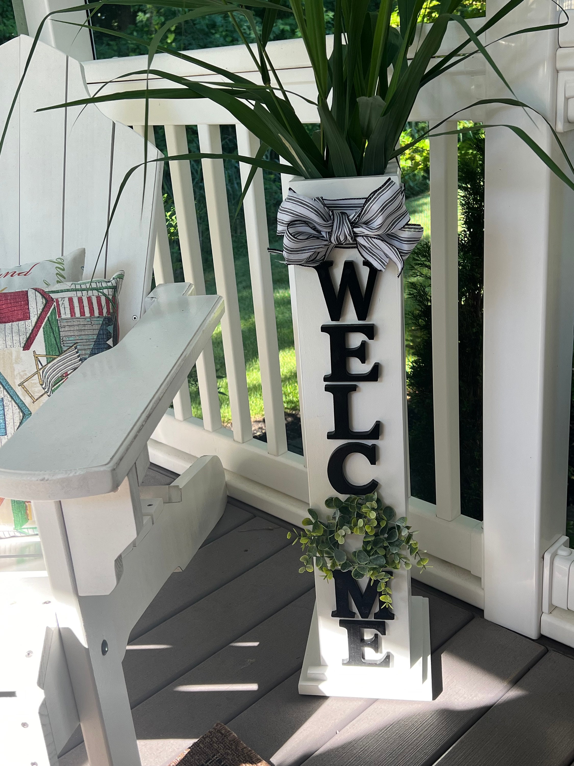 Welcome Wood Porch Box or Interior Vase - Etsy