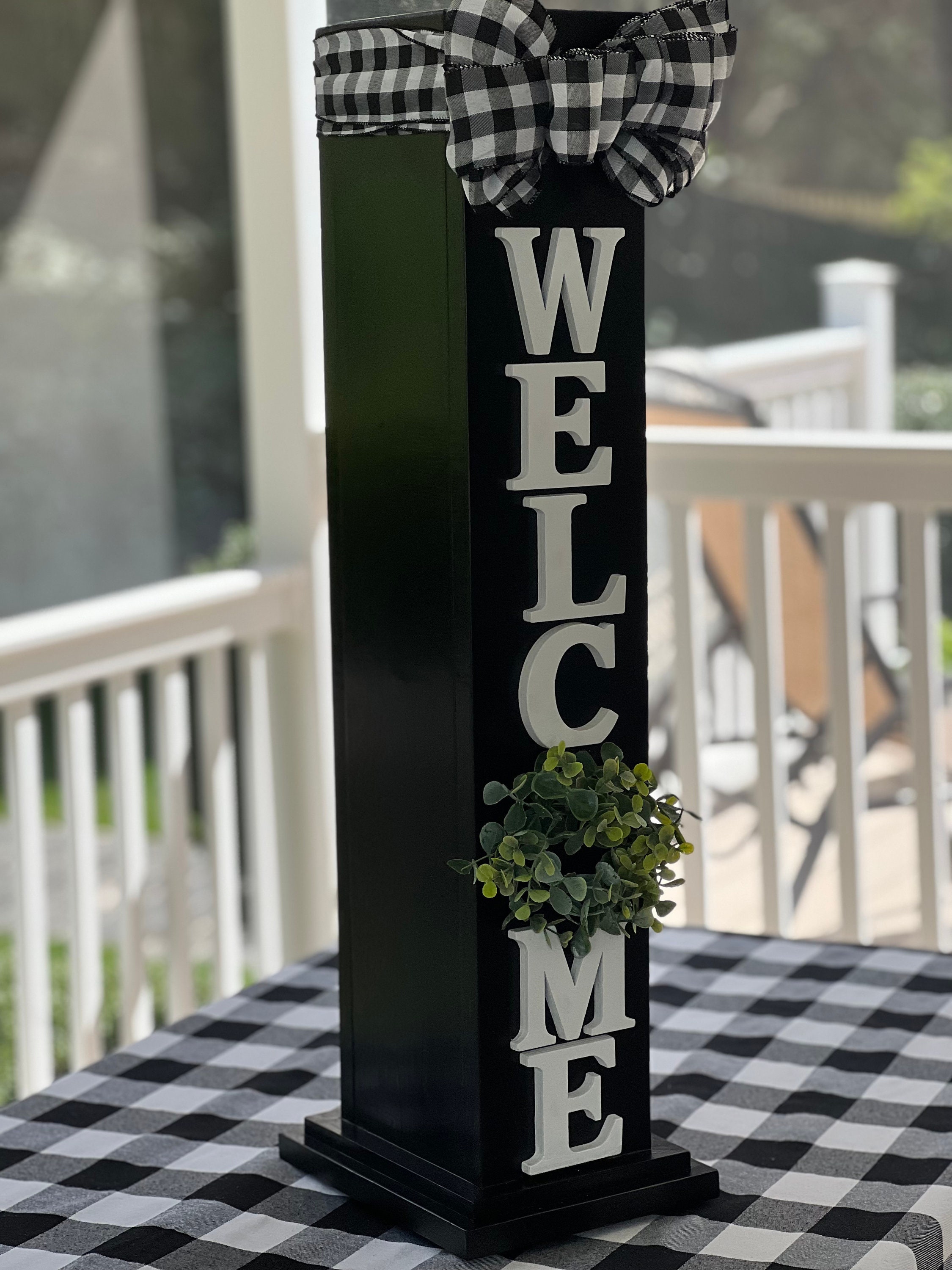 Welcome Wood Porch Box or Interior Vase - Etsy