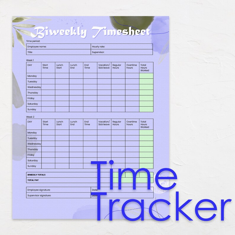 Timesheet Tracker, Timesheet Template, Hour Tracker, Employee Time ...