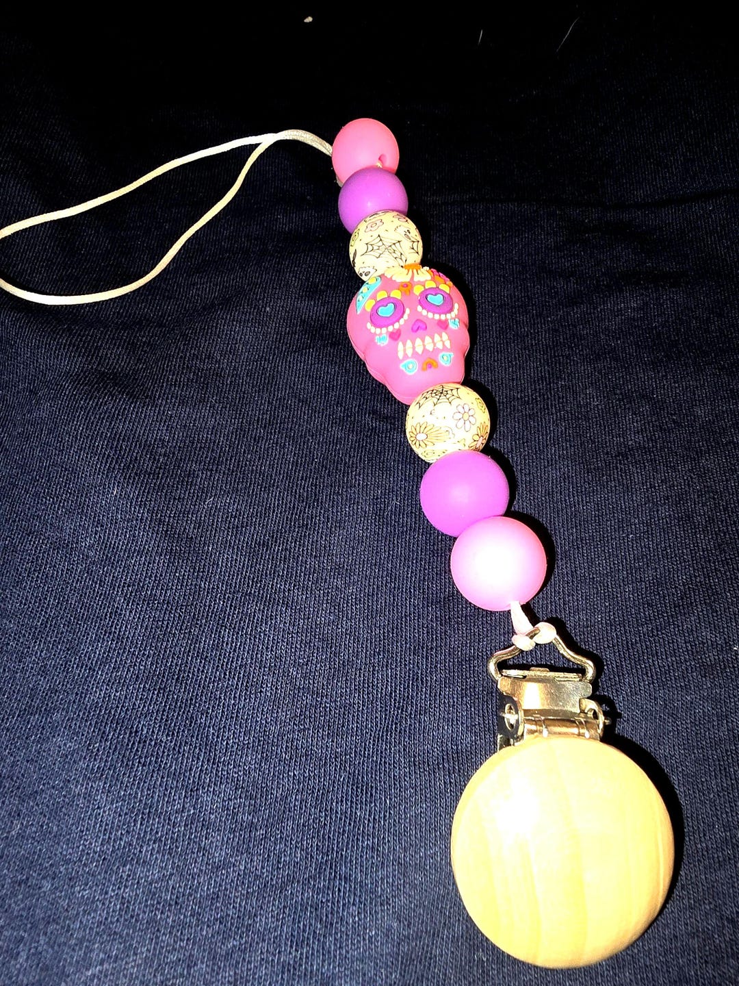 Sugar Skull Pacifier Clip - Etsy