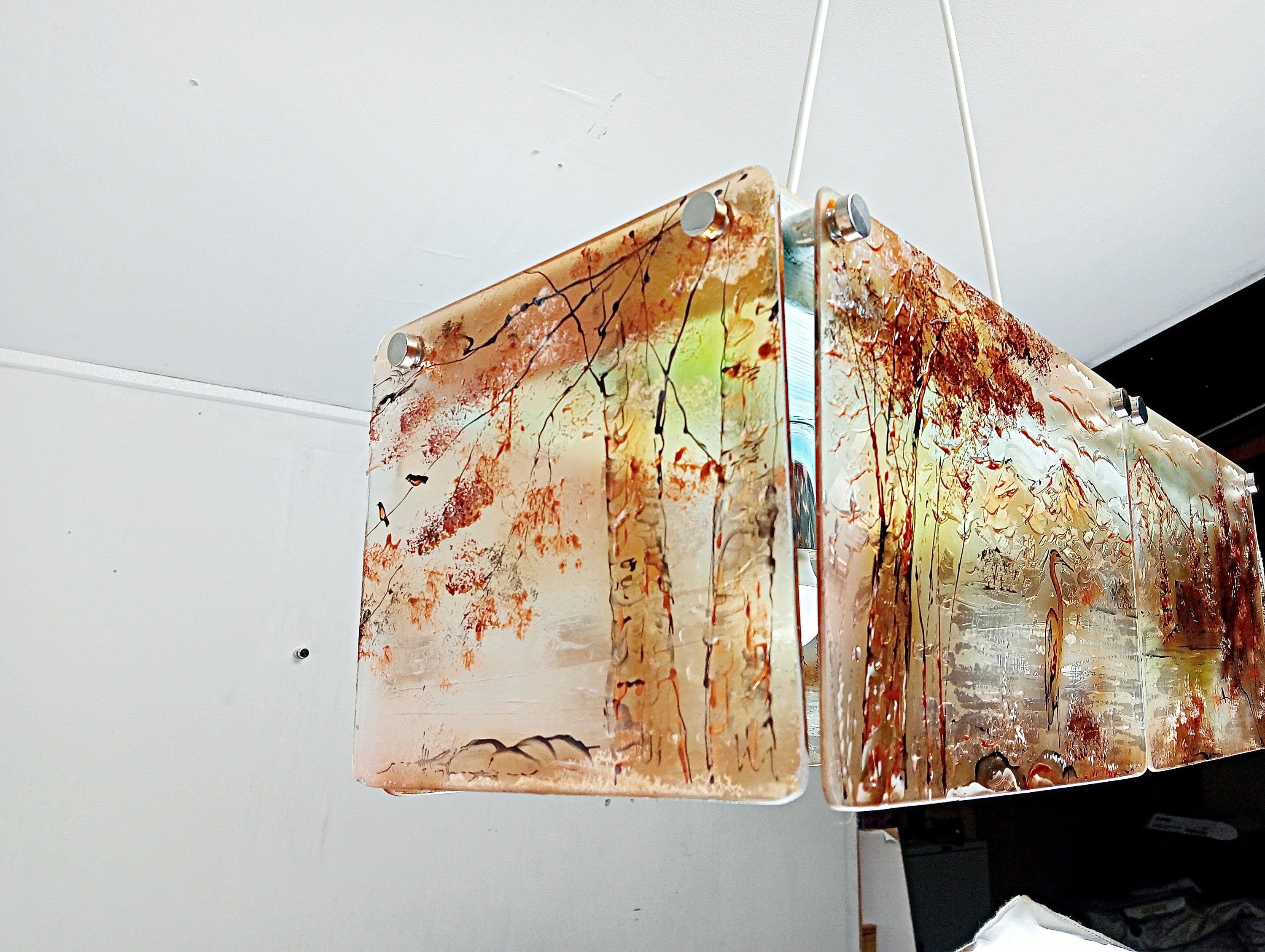 Beach House Chandelier Stained Glass Light Chandelier Over Kitchen ...