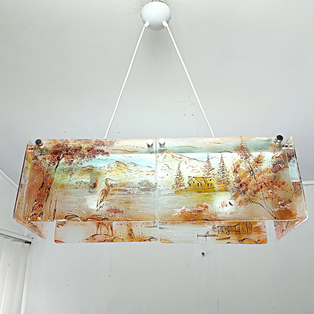 Beach House Chandelier Stained Glass Light Chandelier Over Kitchen ...