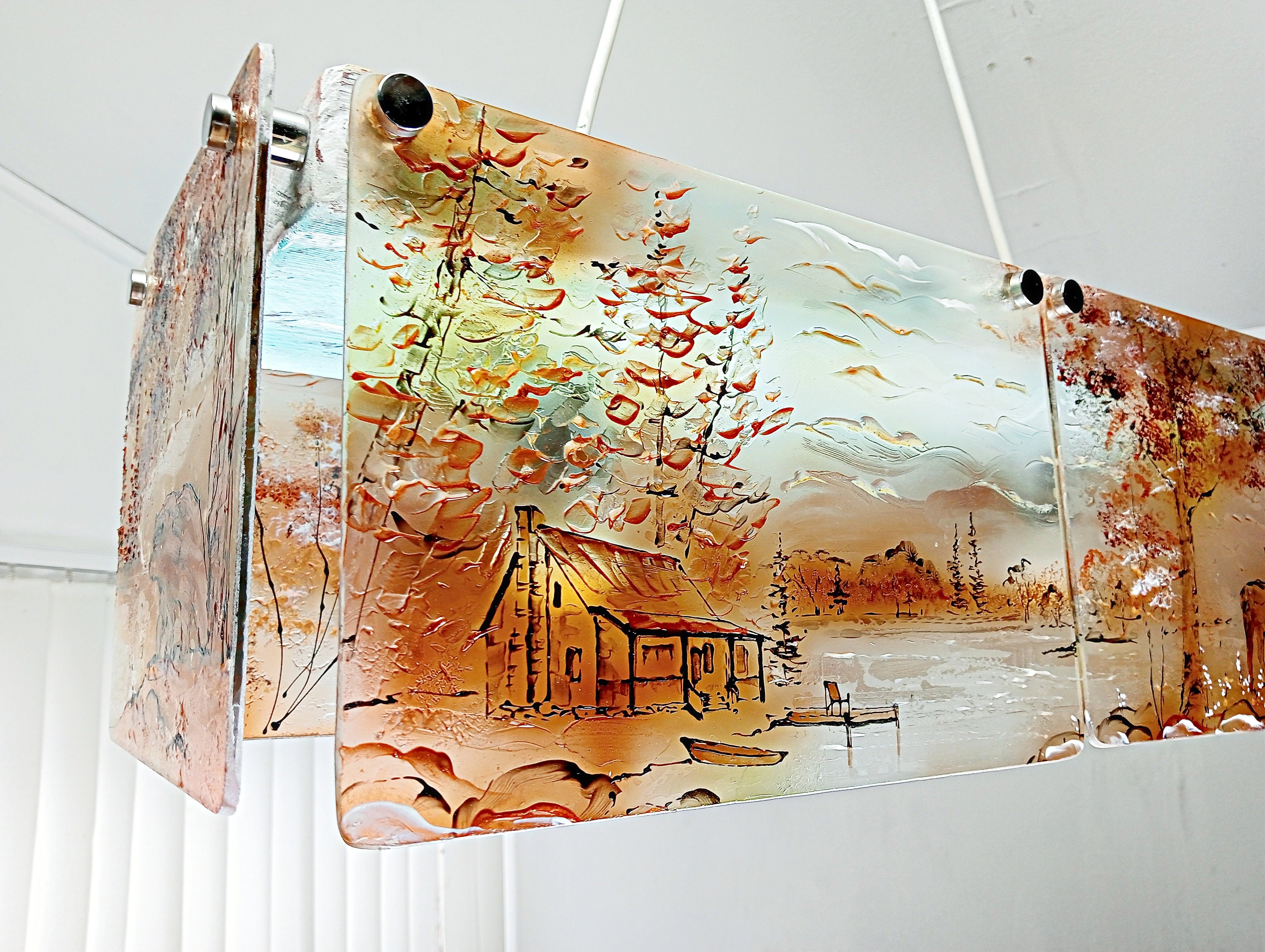 Beach House Chandelier Stained Glass Light Chandelier Over Kitchen ...