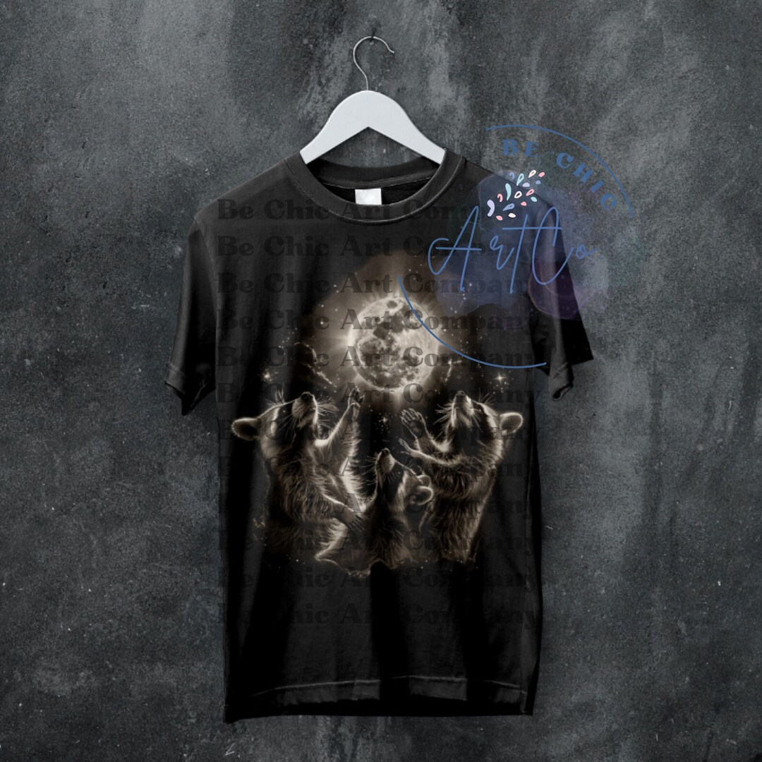 Three Raccoons Vintage Graphic T-shirts, Retro Raccoon Moon Tshirt ...