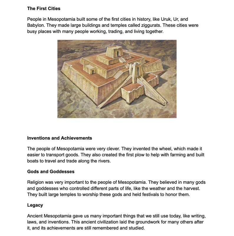 Montessori/homeschool Ancient Mesopotamia Civilization Lessons, Upper ...