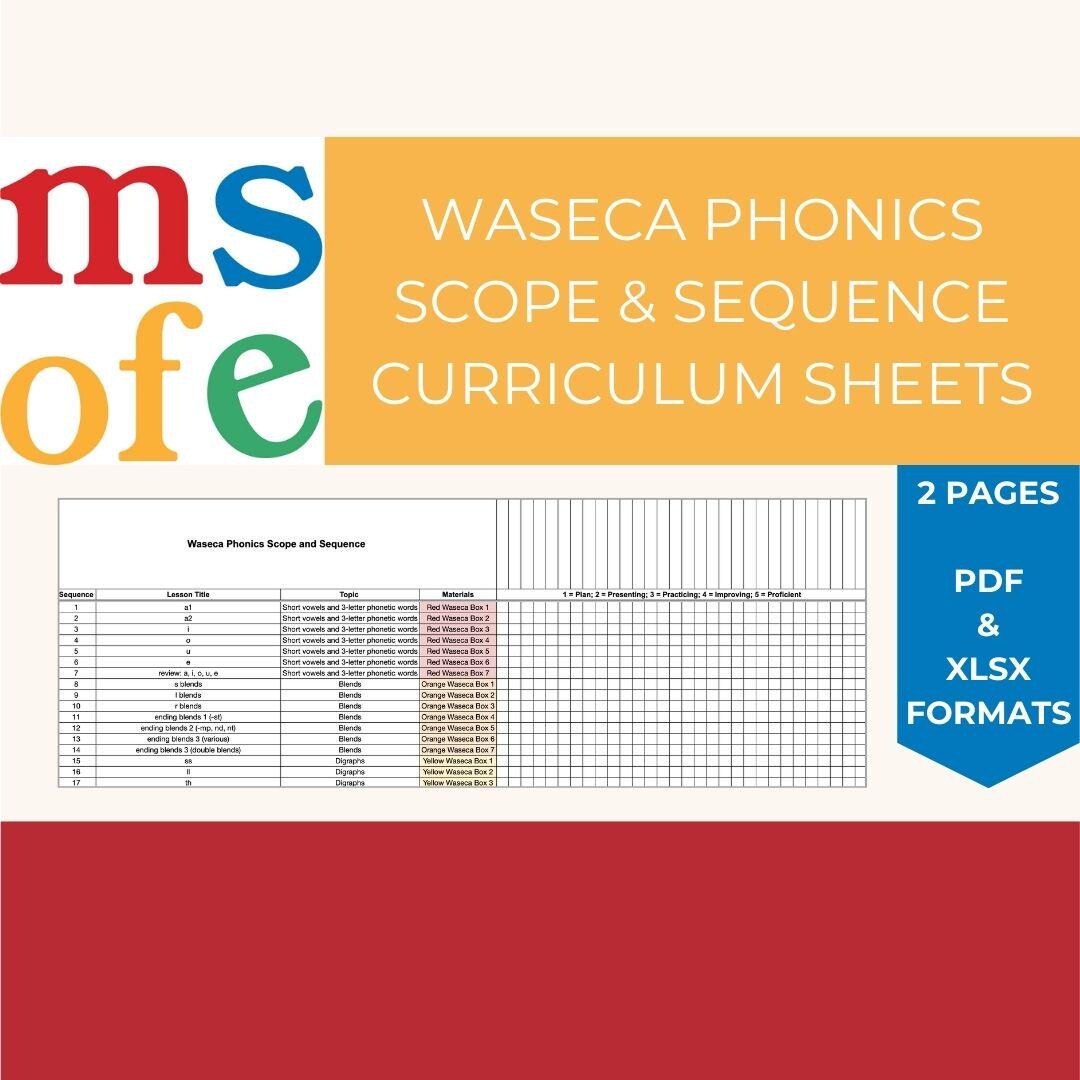 Waseca Phonics Scope & Sequence Curriculum Sheets | Montessori Reading ...