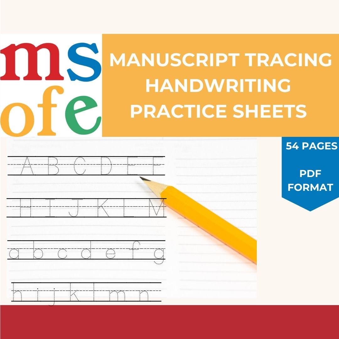 Manuscript Tracing Handwriting Practice Sheets | Montessori | Primary ...