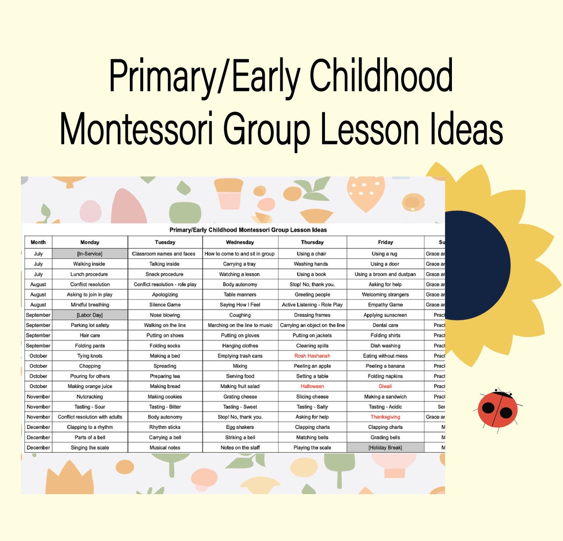 Primary/early Childhood Montessori Group Lesson Ideas - Includes FREE ...