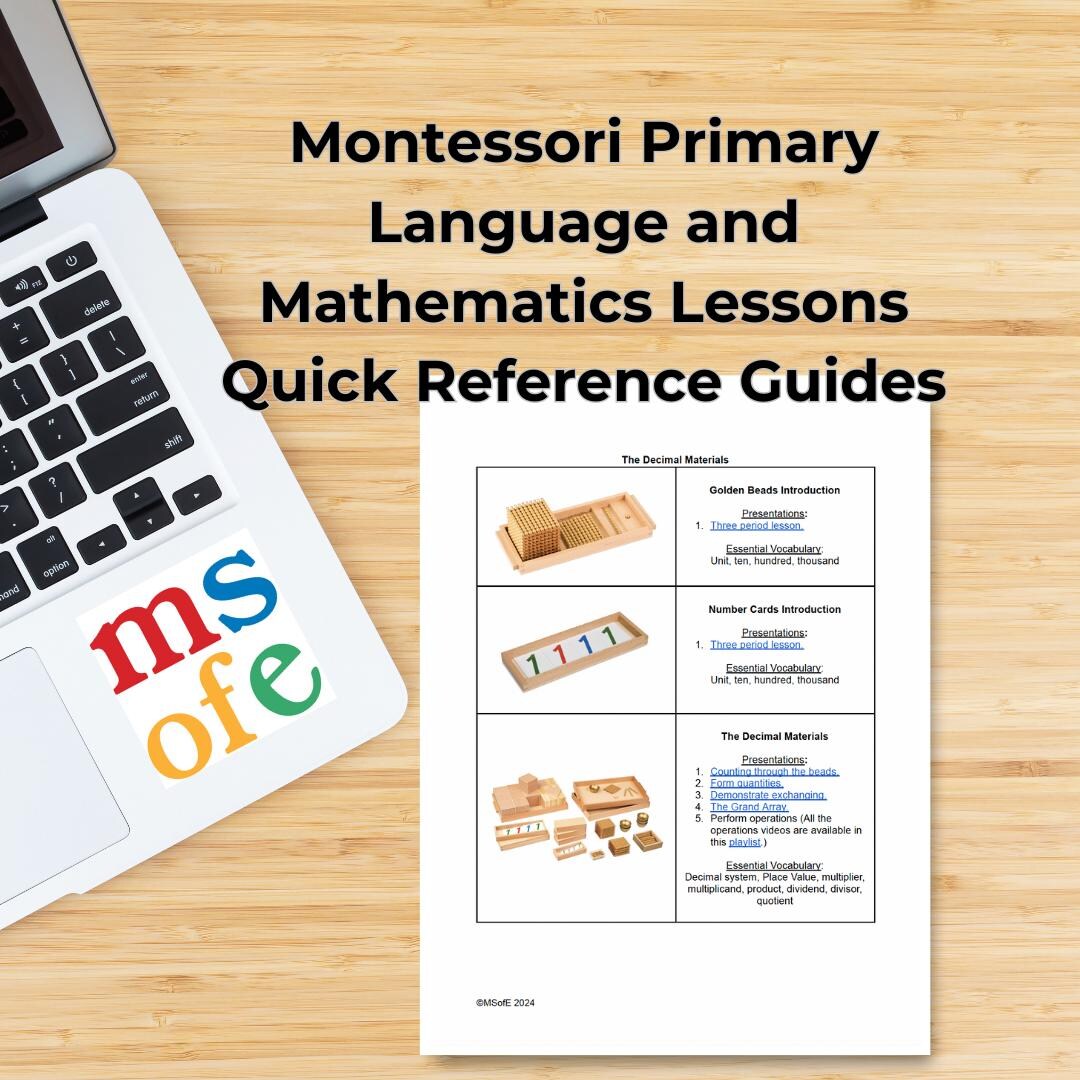Montessori Early Childhood/primary Language and Mathematics Lessons ...