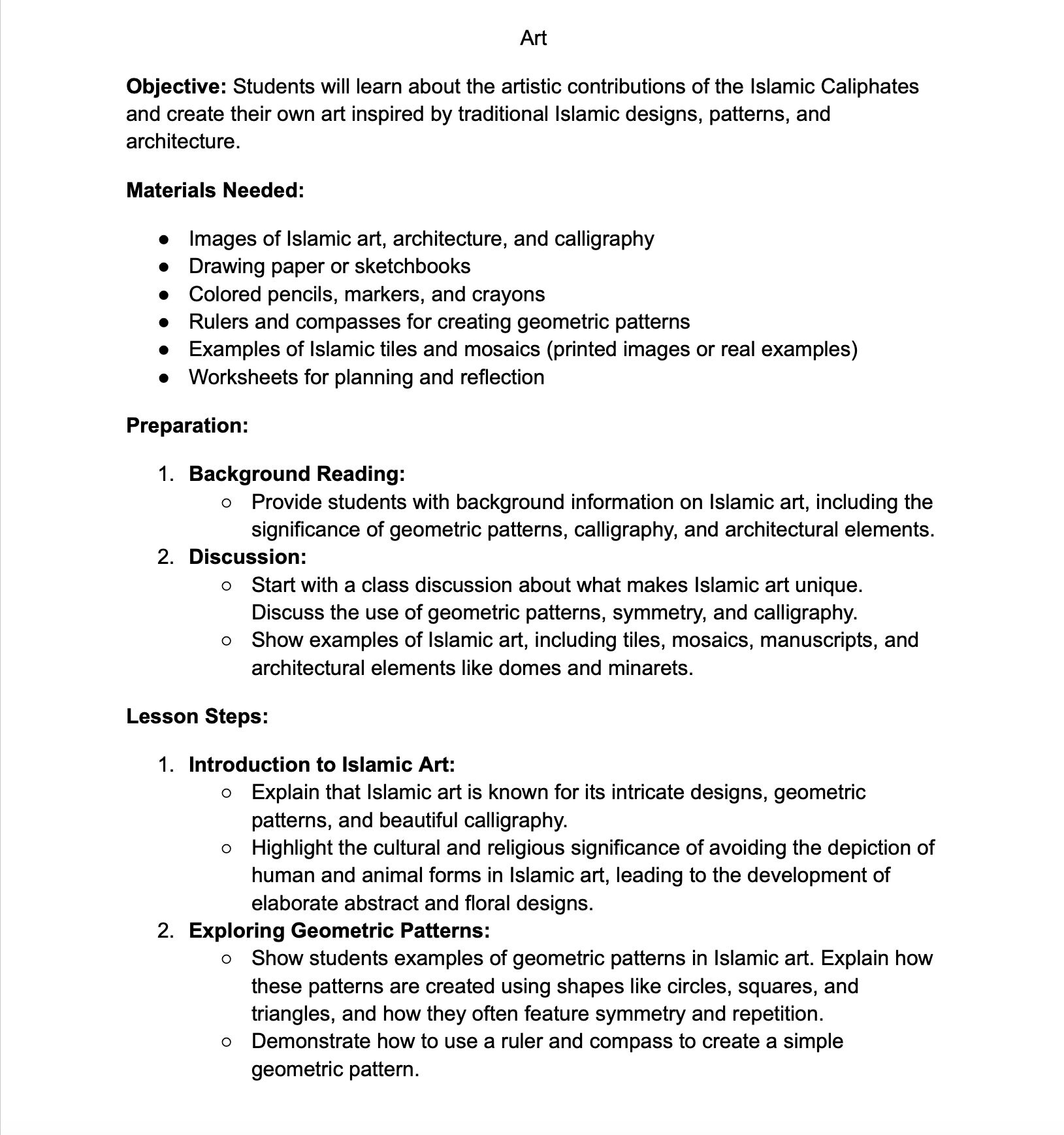 Montessori/homeschool Islamic Caliphates Medieval Civilization Lessons ...