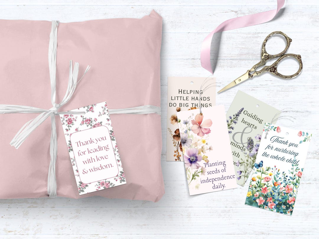 Montessori Guide Appreciation Gift Tags | Floral Designs | Digital ...