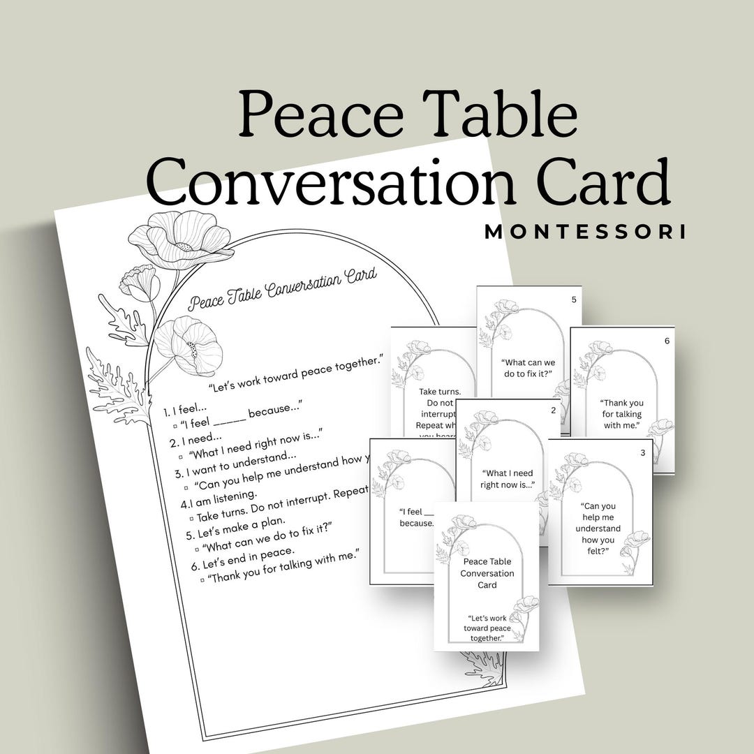 Montessori Peace Table Conversation Card | Student Conflict Resolution ...