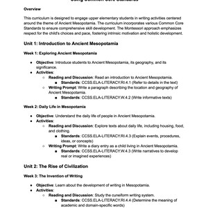 Ancient Mesopotamia Supplemental Writing Curriculum, Montessori Upper ...
