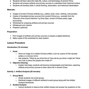 Ancient China Civilization Curriculum for Multi-age Group Lessons ...