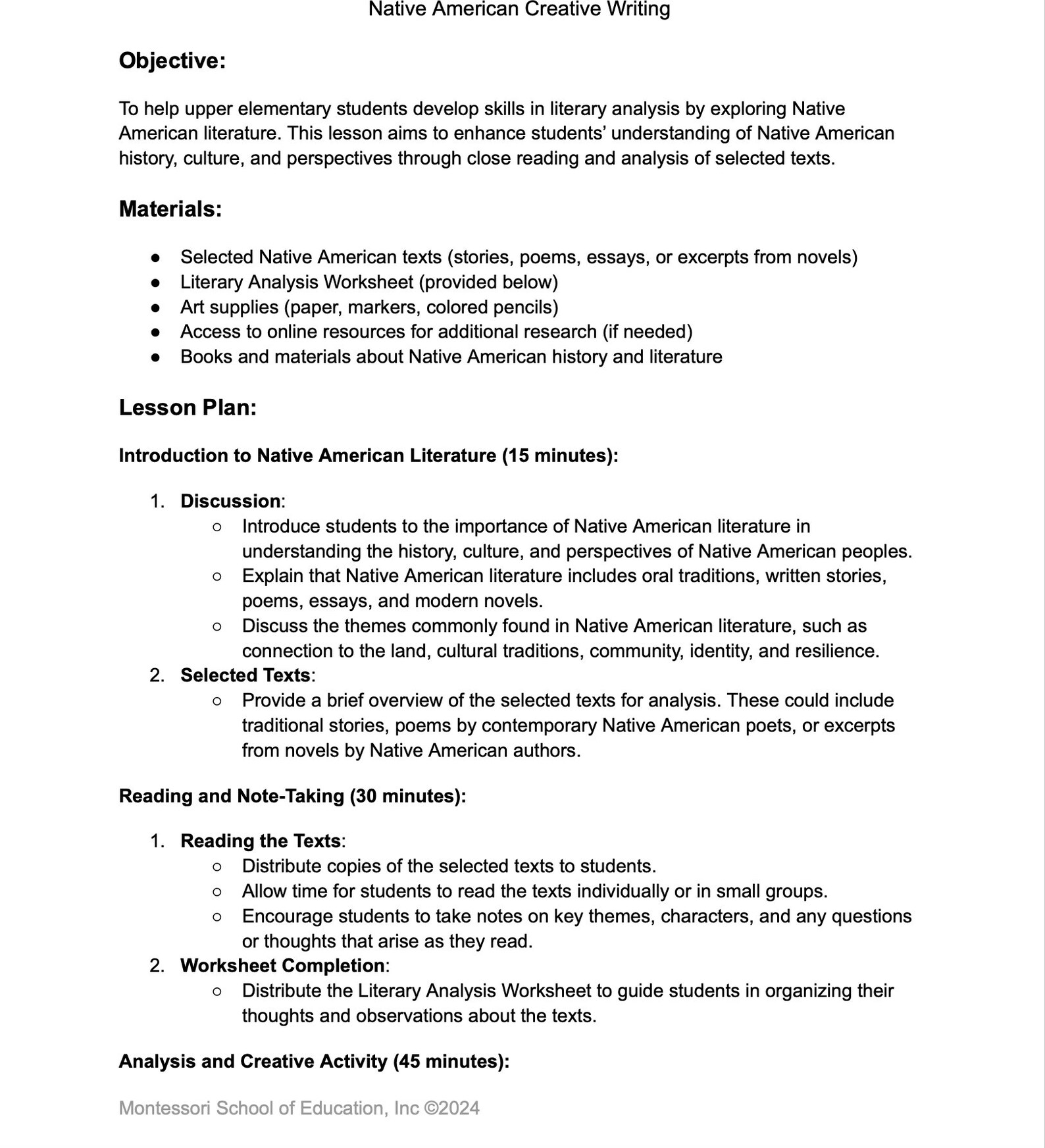 Montessori/homeschool Modern History: Native American Civilization ...