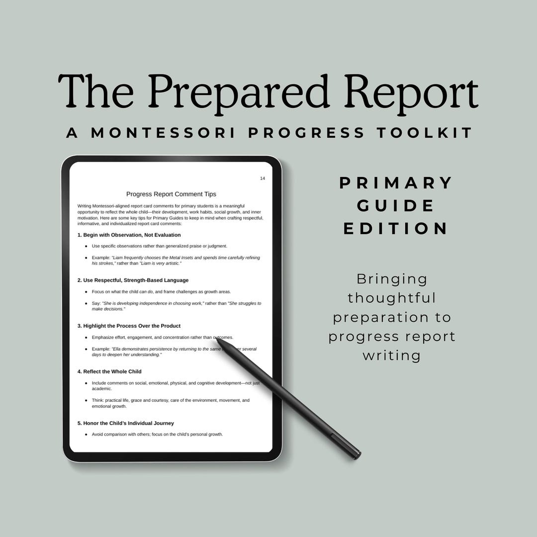 Montessori Progress Report Toolkit: Primary Classroom Guide (digital ...