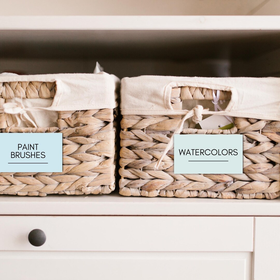 Blue Hues Craft Bin Labels | Editable Canva Template for Art Supply ...