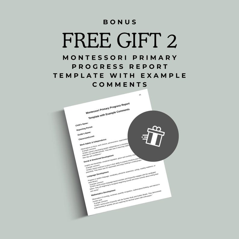 Montessori Progress Report Toolkit: Primary Classroom Guide (digital ...