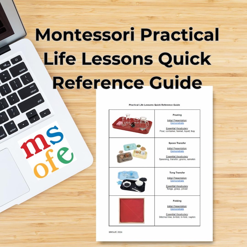 Montessori Practical Life Lessons Quick Reference Guide - Includes FREE ...