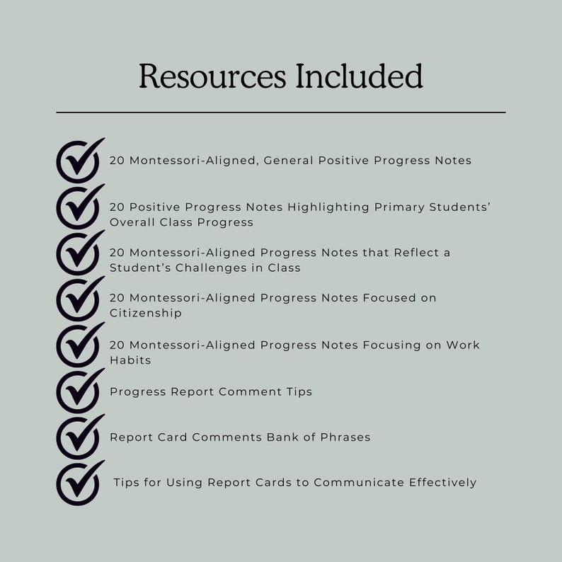 Montessori Progress Report Toolkit: Primary Classroom Guide (digital ...