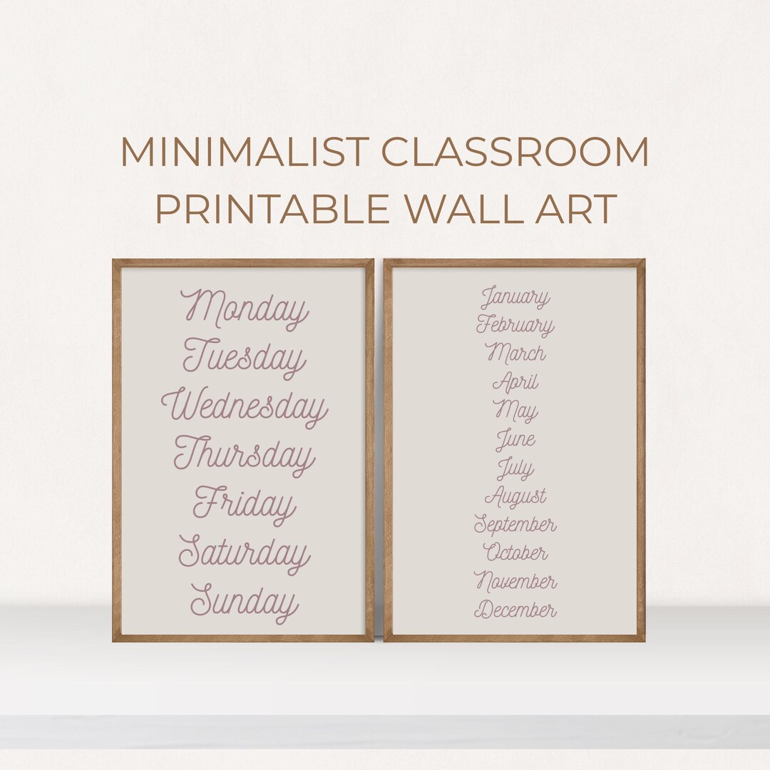 Montessori-inspired Days & Months Wall Art | Minimalist Classroom Decor ...