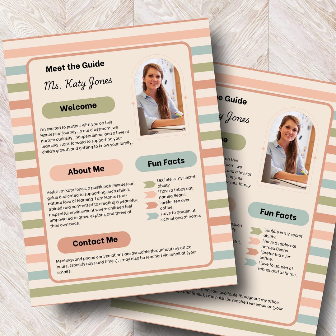 Terra Cotta Boho Meet the Guide Template: Montessori Teacher Welcome ...