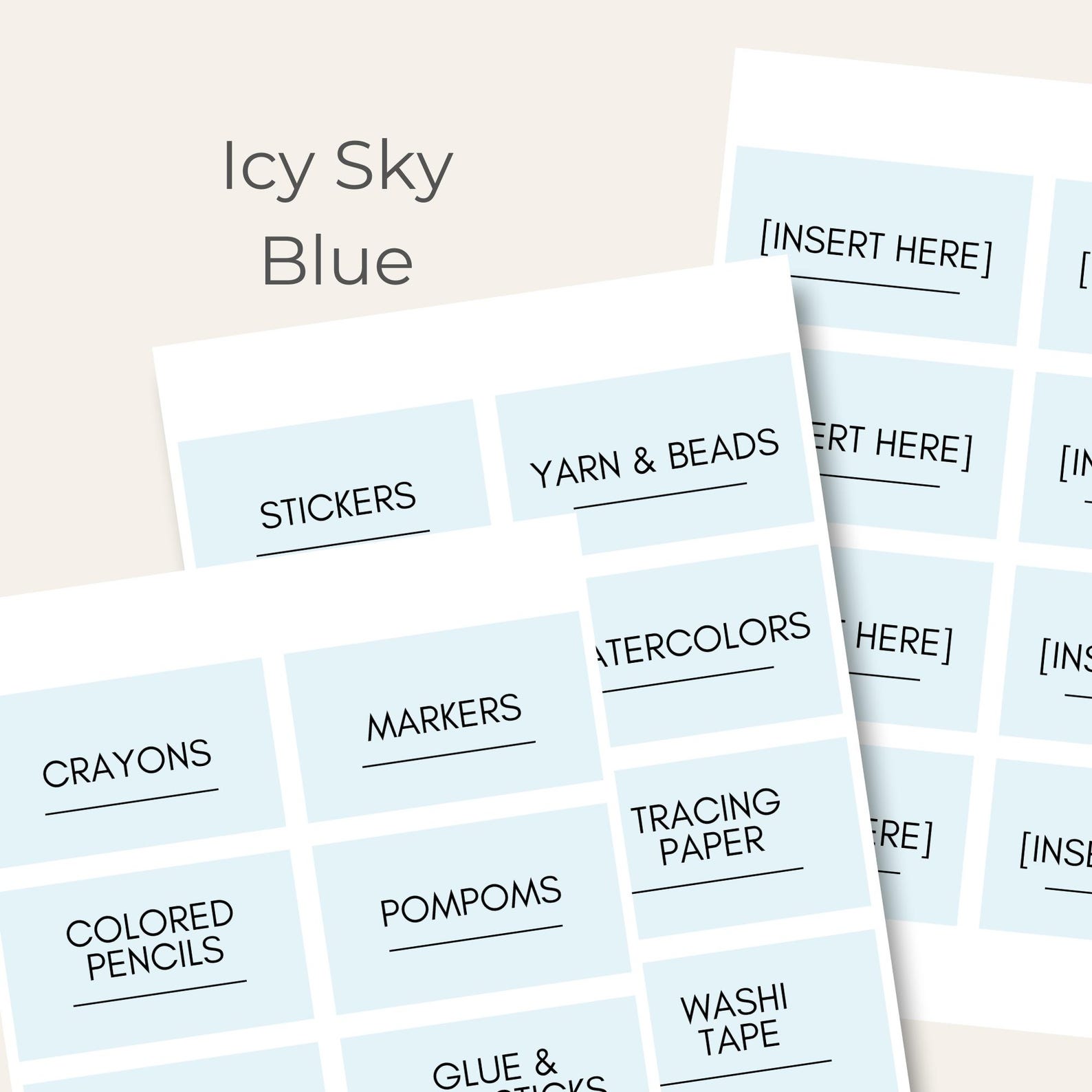 Blue Hues Craft Bin Labels | Editable Canva Template for Art Supply ...