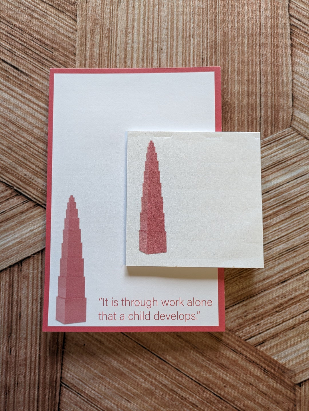 Montessori Pink Tower Notepad + Sticky Notes - Teacher Appreciation ...
